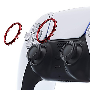 eXtremeRate Scarlet Red Glossy Replacement Accessories for PS5 Controller, Custom Accent Rings for PS5 Controller - Controller NOT Included