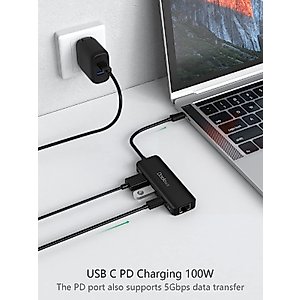 USB C Ethernet Hub 4K 60Hz, dockteck 4-in-1 USB C PD Ethernet Hdmi Dongle with 4K 60Hz HDMI, 1Gbps Ethernet, 100W PD, USB 3.0 for MacBook Pro/Air M1 2020, iPad Pro 2021, iPad Air 2020 and More