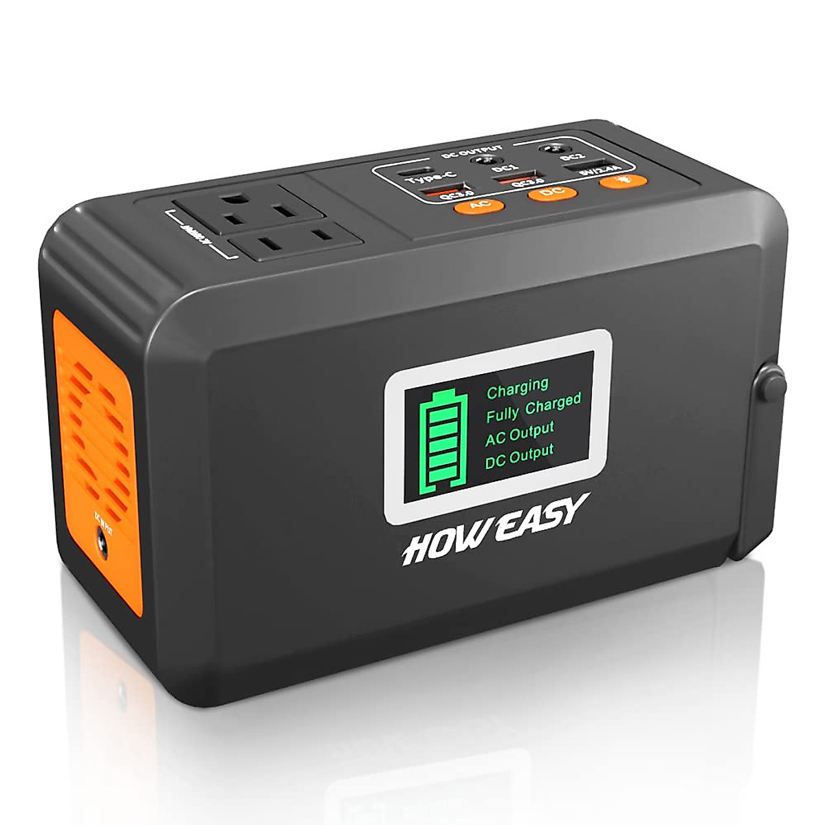 H124 HOWEASY 88wh Portable Power Station,120W power station Lithium Battery Power with 2 110V AC Socket LED Light for Camping