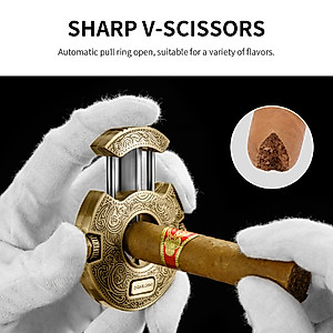 CIGARLOONG Cigar Punch Cutter Bronze Engrave Double Size Drill Cigar Hole Cutter(Silver1)