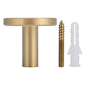 YANGQIHOME Pack of 4, Brushed Brass Decorative Wall Hooks, 32mm x 30mm, for Bathroom,Lavatory,Clothing Store, Hotel, Cafe,Hat,Towel Coat Hook Hangers Wall Mounted (Round)