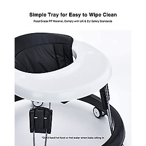 Adjustable Baby Walkers for Baby with Easy Clean Tray, Universal Wheeled Walker, Anti-Rollover Folding Walker for Girls&Boys 6-18 Months Toddler, ZM-01 (Grey)