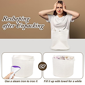 Off White Rope Basket Storage Cubes - 11 Inch Cube Storage Bins - Square Woven Baskets for Storage and Organization - Cube Storage Organizer Basket Toy Bins for Shelves, Closet, Nursery - 2 Pack