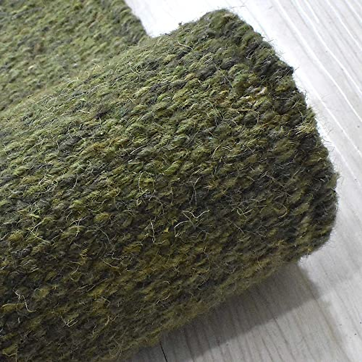 Rugsotic Carpets Hand Woven Flat Weave Kilim Wool 3'x5' Area Rug Solid Olive D00111