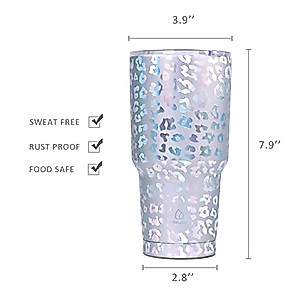 Swig Sip Stainless Steel Tumbler - 30oz Double Wall Coffee Cups Dishwasher Safe Vacuum Insulated Travel Coffee Mug (Laser Siver)