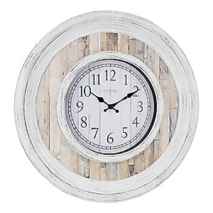 La Crosse Technology 404-3051B 20 Inch Weathered Wood Quartz Wall Clock, White