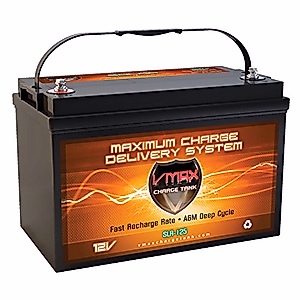 VMAXSLR125 AGM 12V 125Ah SLA rechargeable deep cycle battery for use with Pv solar panels smart chargers, wind turbines and inverters and backup power (12 volt 125Ah group 31 AGM)