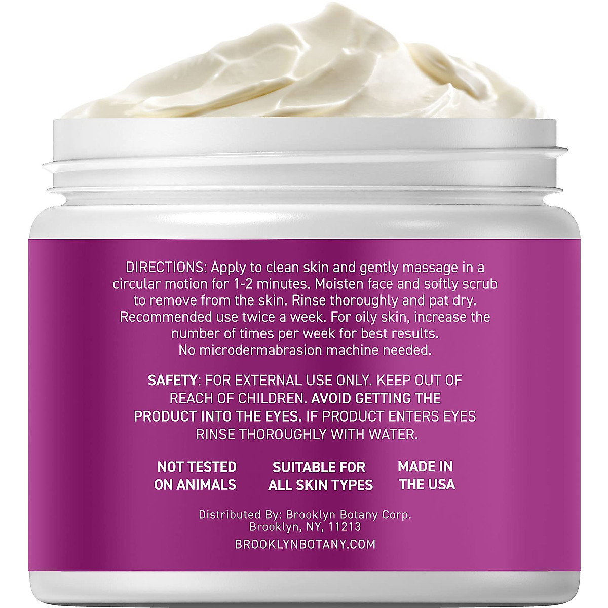 Brooklyn Botany Microdermabrasion Facial Scrub 2.5 oz – Exfoliating Face Scrub for Tightening and Brightening Skin - Face Exfoliator for Acne Scars, Wrinkles, Fine Lines and Aging Spots