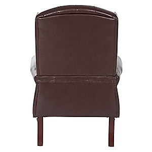 Office Star TEX Traditional Queen Anne Style Chair with Thick Padded Seat and Lumbar Support Back with Royal Cherry Finish Wood Legs, Jamestown Oxblood Vinyl