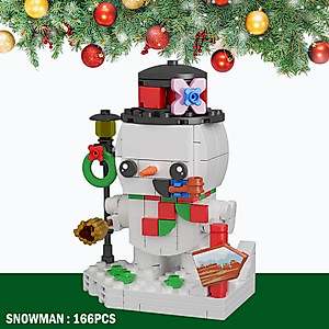 eirix Christmas Building Block Set: Christmas Building Bricks Brickheadz Kit for Kids Ages 6+ and Adults, Xmas Home Decor with Santa Snowman Gingerbread Man and Elk Figures