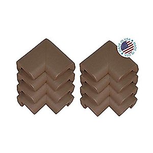KidKusion Corner Cushion | Made in USA | Brown | 8 Pack | Furniture and Corner Protector