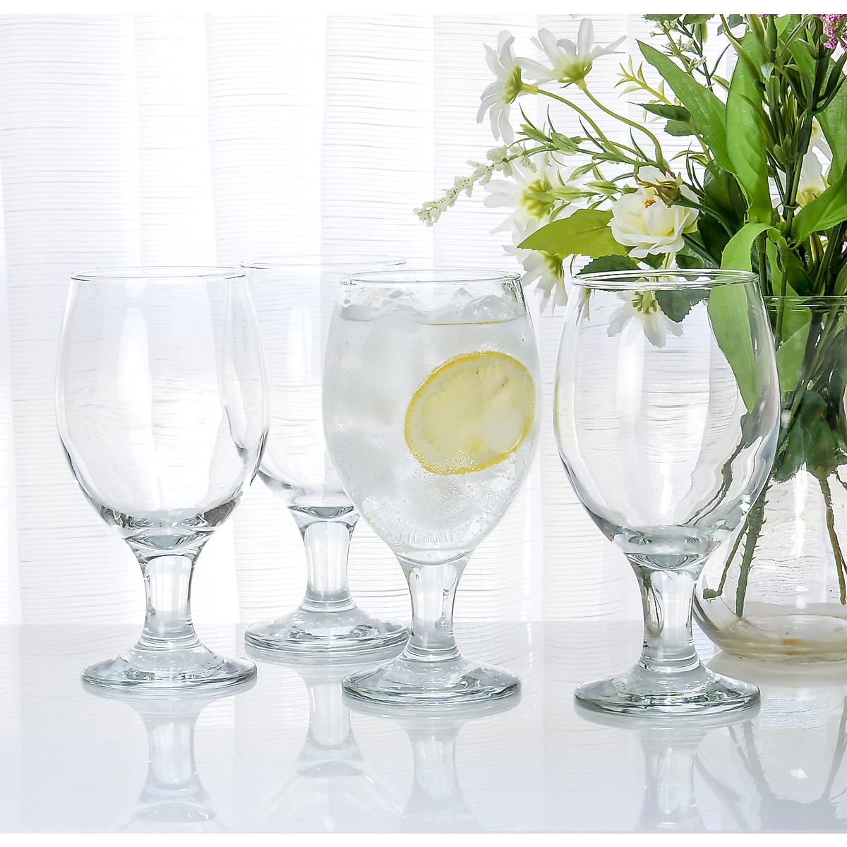 Red Co. Belluno Classic Clear Glasses for Water, Juice, Liquor - Wine Goblets - Set of 6 (13.5 Ounces)