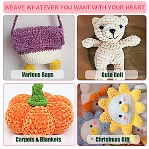 100g Soft Chenille Yarn Blanket Yarn,Crochet Yarn,Yarn for Crafts,Yarn for Crocheting,Fancy Yarn for Crochet,Crochet Yarn for Sweater/Hat/Blankets/DIY Craft(Electric Purple)