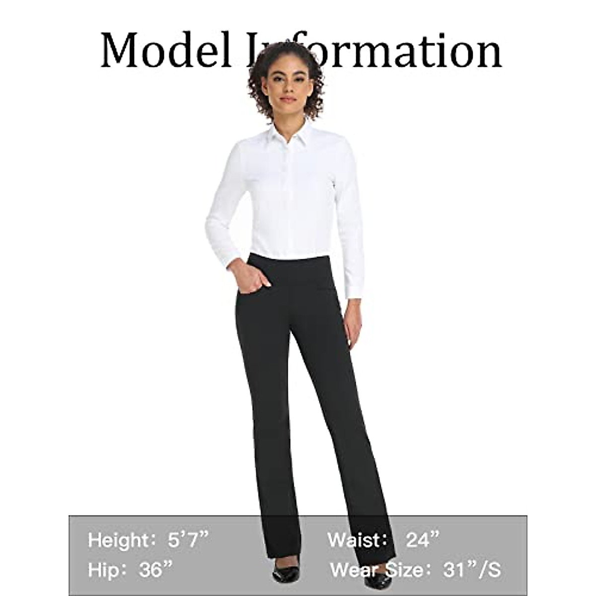 Safort 28" 30" 32" 34" Inseam Regular Tall Bootcut Yoga Pants, 4 Pockets, UPF50+, Black, L