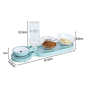 FUUIE Bowls for Food and Water Travel Water Bottle Pet Supplies Cat Double Feeding Bowl Kit with Water Dispenser Pet Dog Kitten Feeder Bowls (Color : Blue)