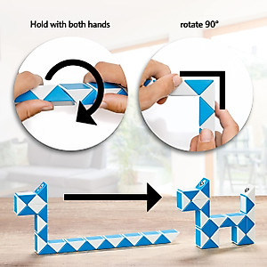 CUBIDI® Magic Snake Cube | Fidget Snake Toy for Kids | Travel Toys for Kids Ages 4-8 | Great Gift for Boys and Girls Birthday, Christmas, Stocking Stuffers - 24 Blocks | 0.9 inch x 0.7 inch | Green