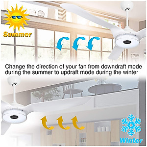 TRIFECTÉ 56 Inch Indoor Ceiling Fan with Light and Remote, Smart Ceiling Fan Compatible with App/Alexa/Google/Siri, Low Profile Ceiling Fan with 10-Speed Reversible Quiet DC Motor, ETL Listed (White)