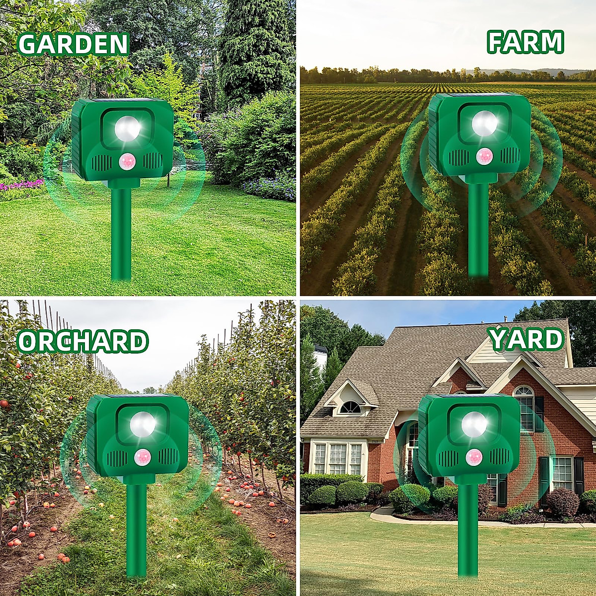 Jahy2Tech Ultrasonic Animal Repellent Outdoor Deer Repellent Devices Sonic Cat Repellent with Motion Sensor & Strobe Light, Skunk Rabbit Raccoon Repellent Solar Animal Repeller Deterrent for Yard