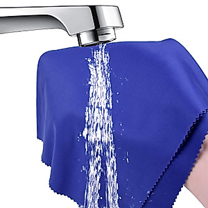 Wisdompro Extra Large 4-Pack Microfiber Cleaning Cloth For Laptop, LCD TV, Computer Screen, Monitor, Tablet, Camera Lens, Glass, Lenses, Phone, iPhone, iPad, other Delicate Surface - Blue (16x16 Inch)