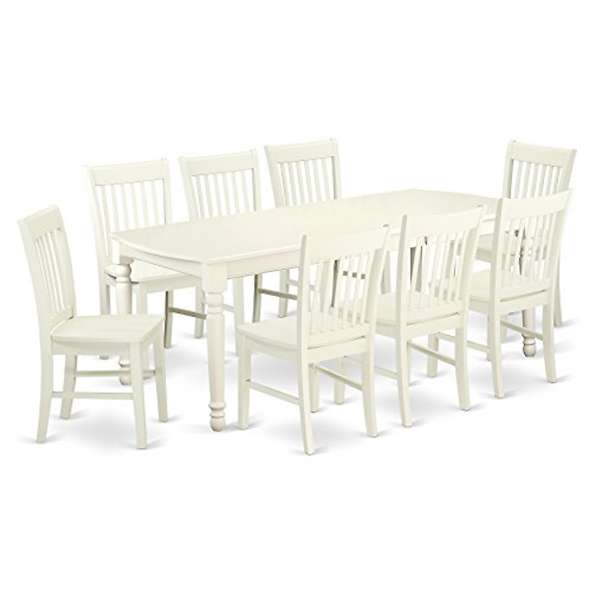 East West Furniture DONO9-LWH-W Dining Set, 9 Pieces
