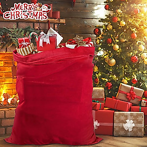 HRX Package Big Velvet Santa Bag, 31x28 Inch Super Soft Drawstring Christmas Gift Bag, Large Christmas Bags Cloth Sack for Presents
