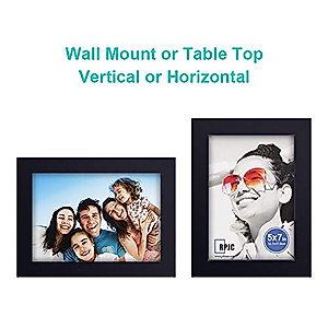 RPJC 5x7 inch Picture Frame Made of Solid Wood High Definition Glass for Table Top Display and Wall Mounting Photo Frame Black