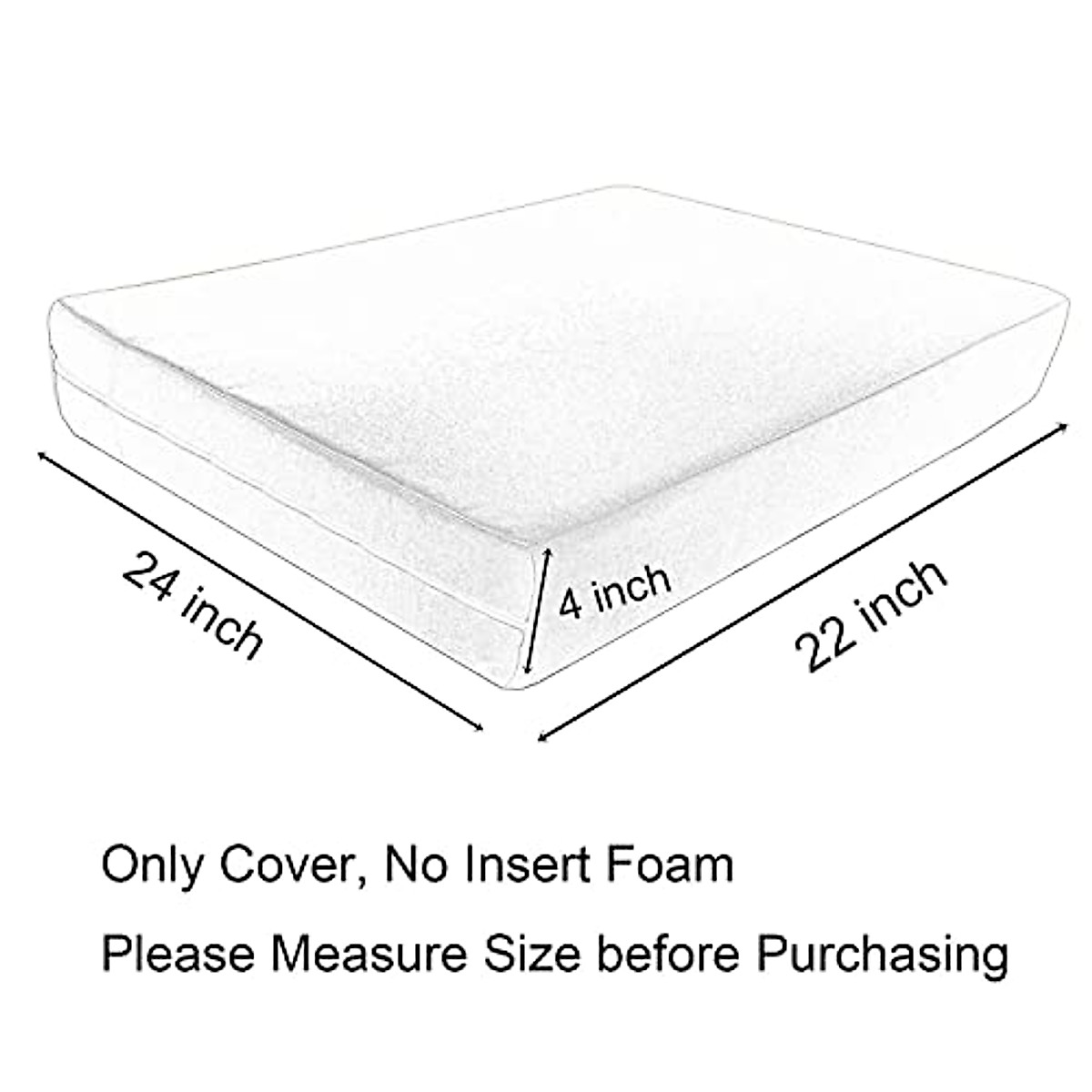 FLYMEI Patio Cushion Covers, Outdoor Cushion Covers Replacement 24 X 22 X 4 inch, Water Resistant Patio Bench Covers Only