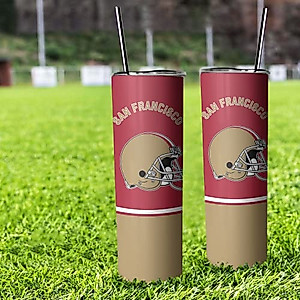 20oz Skinny Tumblers with Lid and Straws, Football Fan Gift for Reusable Travel Mug Keeps Drinks Cold & Hot Stainless Steel Insulated Tumbler