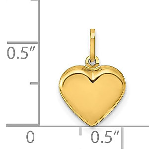 IceCarats 14K Yellow Gold Heart Necklace Love Pendant Charm 15mm x 10mm Only