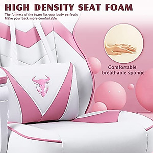 Zeanus Pink Gaming Chair, PC Gaming Chair for Girls, Reclining Computer Chair with Footrest, Ergonomic Gaming Computer Chair with Massage, Gaming Chair for Women, High Back Gaming Chairs for Adults