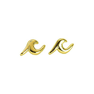 Pura Vida Gold Plated Wave Stud Earring Set - .925 Sterling Silver, Accessory for Women