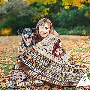 KERAOO Custom Throw Blankets Gift for Cousin, Cousin Birthday Gift Ideas, Valentine's Mother's Day Graduation Birthday Gift for Her (Cousin(Sister)-02)