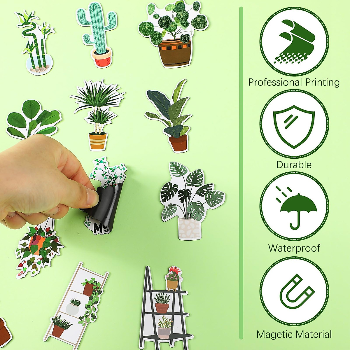 Copkim 32 Pieces Bulk Plant Fridge Magnets Cute Monstera Cactus Refrigerator Magnets Office School Whiteboard Magnet Christmas Plant Lover Gifts Green Vibrant Decoration