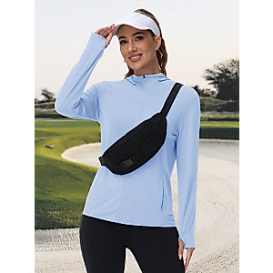 TACVASEN Women's UPF 50+ Hooded Jackets Zip Up Quick Dry Lightweight Jackets Sun Shirts Outdoors, Blue, 2XL