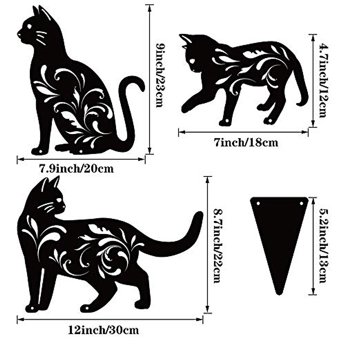 URATOT 3 Pack Metal Cat Garden Statues Black Cat Silhouette Cat Decorative Garden Stakes Garden Outdoor Statues Animal Stakes for Yard Decor and Lawn Ornaments