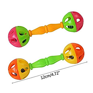 Youngy 2 Pieces Bird Parrot Toy Rattle Birds Fun Exercise Plastic Double-Headed Bell Pet Toys