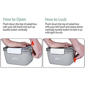 Ylebs 2 Pack Bento Box Adult Lunch Box,52-oz Salad Bowls,3 Compartment Tray with Salad Dressings Container,Used to Meal pre-prepare Food Fruit Snack,Leak Proof (Grey)