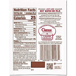 Nestle Hot Chocolate Packets, Hot Cocoa Mix, No Sugar Added and Fat Free, 30 Count (0.28 ounce Each)