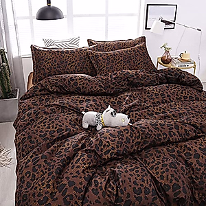 Leopard Duvet Cover King, Microfiber 3 Pieces Leopard Bedding Set King, Cheetah Print King Bedding Duvet, 1 Duvet Cover +2 Pillowcases, with Zipper Closure, Durable, Easy Care (NO Comforter)