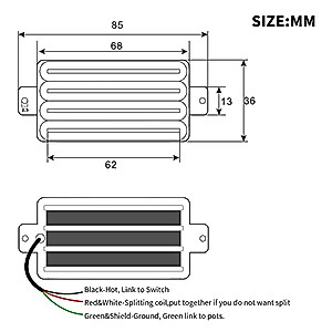SAPHUE Hot Rail 2-Dual Blade Electric Guitar High Output Track Type Four Coil Humbucker Pickup Black