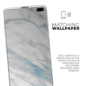 DesignSkinz Marble & Digital Blue Frosted Foil V8 2 Protective Vinyl Decal Wrap Skin Cover Compatible with The Samsung Galaxy S20 (Screen Trim & Back Glass Skin)