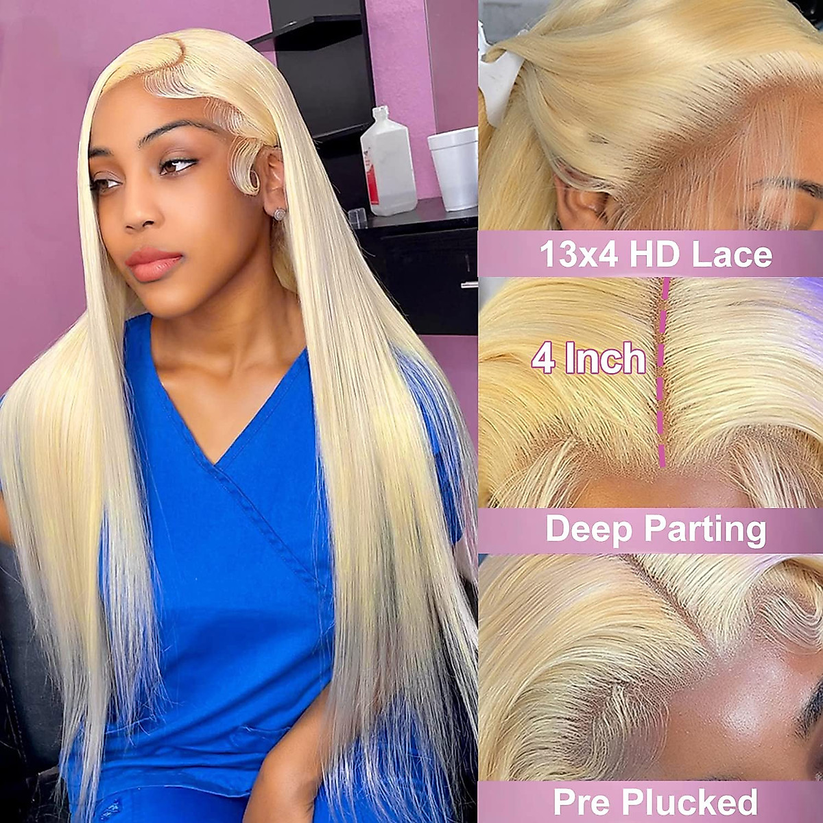 Myecool LMyecool Lace Front Wigs Human Hair Straight 13x4 HD Transparent Lace Frontal Human Hair Wigs Pre Plucked With Baby Hair 150% Density Brazilian Virgin Human Hair Wigs for Women