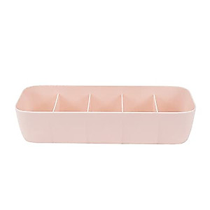 Bisbai Plastic 5 Compartment Divided Drawer, Cabinet, Closet Storage Box - Organizer, Pink (2Pcs)
