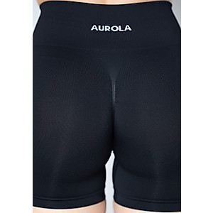 AUROLA Dream Collection Women Workout Shorts High Waist Gym Shorts, Scrunch Butt Seamless Athletic Shorts,Dark Black,M