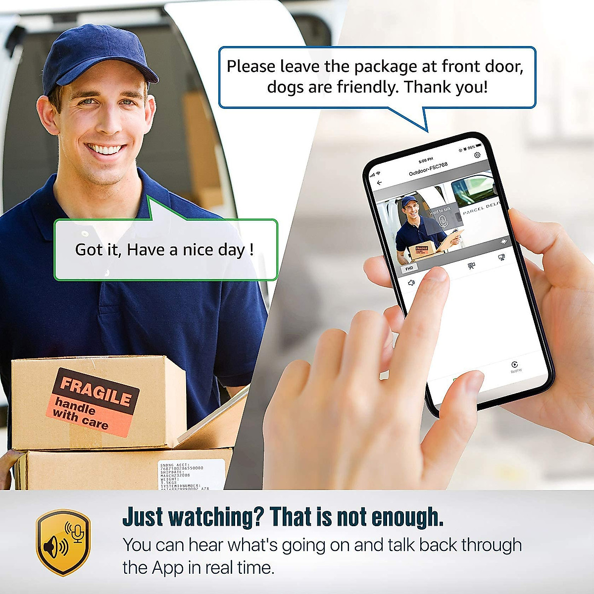 Faleemi Indoor/Outdoor Home WiFi Security Camera, Wireless Network IP Camera with Night Vision, Motion Detection, 2-Way Audio, SD Card Slot