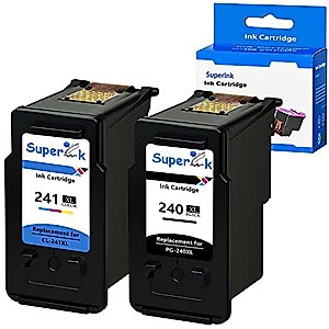 SuperInk Remanufactured PG-240XL 240 XL CL-241XL 241 XL Ink Cartridges Combo Pack Compatible for Canon PIXMA MG3620 TS5120 MX472 MX452 MG3522 MG2120 MG3520 MG3220 (1 Black 1 Tri-Color)