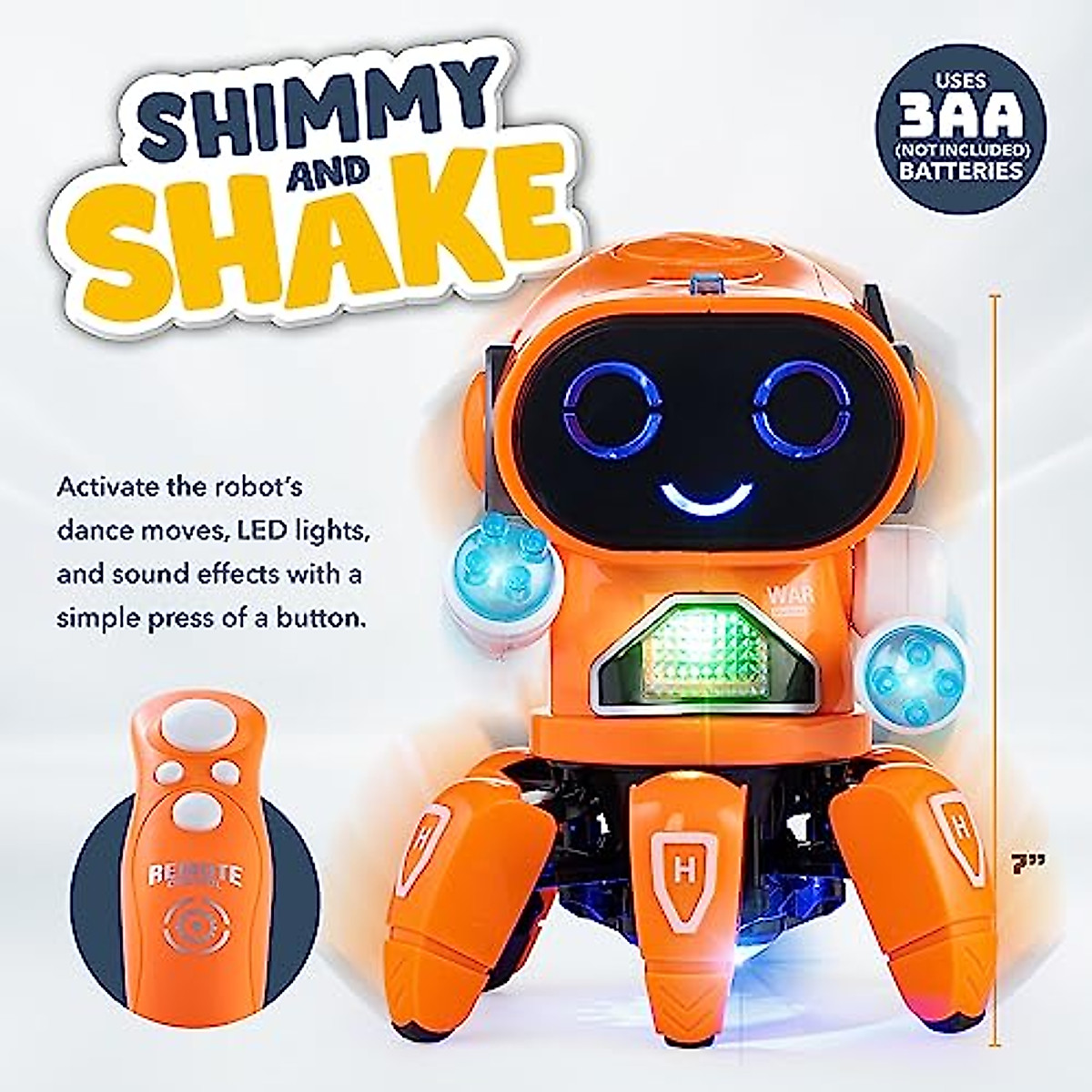 Bot Pioneer Dancing Robot Toy with Flashing Lights & Sound Effects - Kids RC Remote Control Robot with Moving Arms & Legs - Desk Robot Toys for Kids 3 4 5 6 7 8 - Birthday Gifts for Boys & Girls