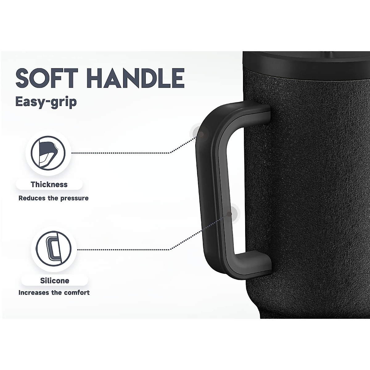 Meoky 40oz Tumbler with Handle, Leak-proof Lid and Straw, Insulated Coffee Mug Stainless Steel Travel Mug, Keeps Cold for 34 Hours or Hot for 10 Hours (Night)