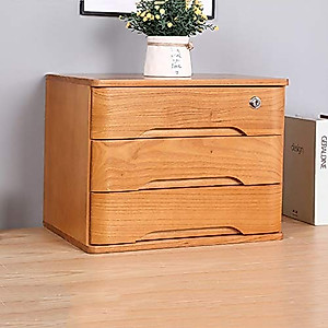 A4 Flat File Cabinet, Office Desktop Drawer Storage Cabinet with Lock, 3- Layer Wooden Storage Box, Small Chest of Drawers(Size: 4028 31cm)