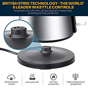 Secura Double Wall Stainless Steel Electric Kettle Water Heater for Tea Coffee w/Auto Shut-Off and Boil-Dry Protection, 1.5L/1.6Qt, Black